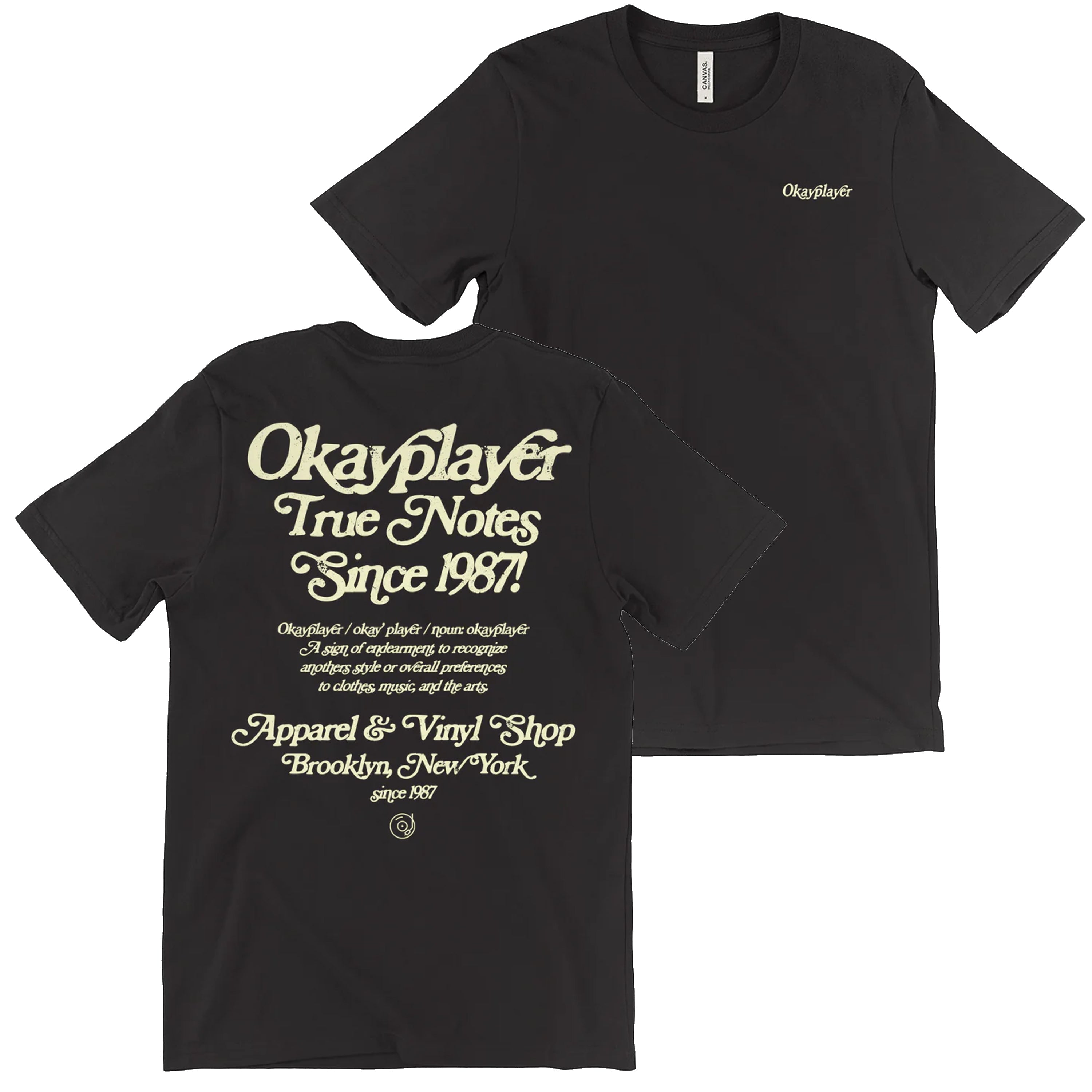 okayplayer. True Notes Black T-Shirt – Okayplayer Shop